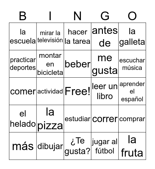 Foreign Language Week Bingo Card
