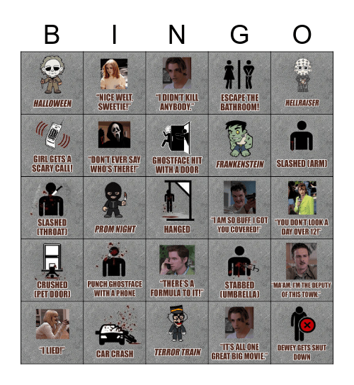 Scream Bingo Card