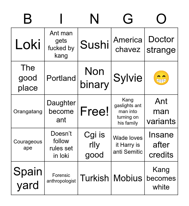 Ant man Bingo Card