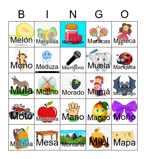 Letra M Bingo Card