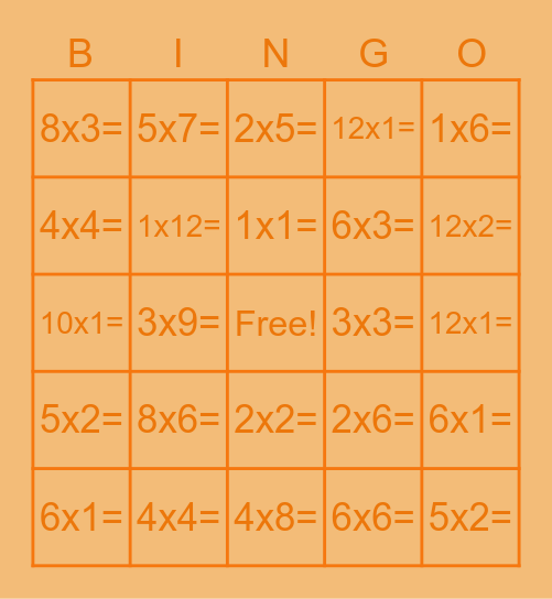 Loops and Groups Bingo Card
