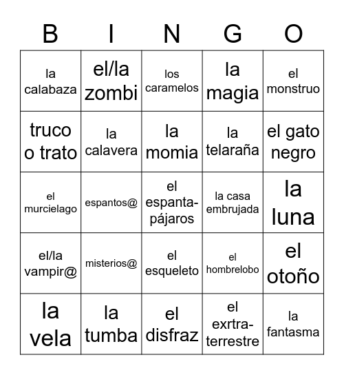 noche de las brujas Bingo Card