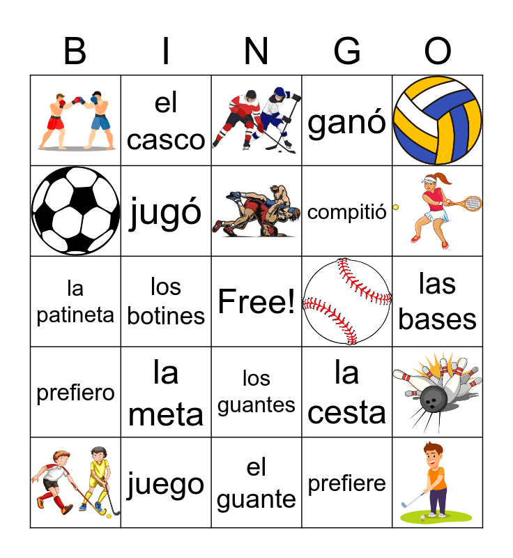 Los Deportes Bingo Card