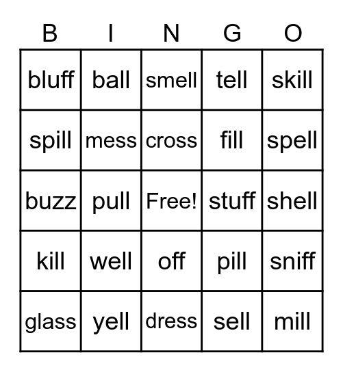 FLOSS Words BINGO Card
