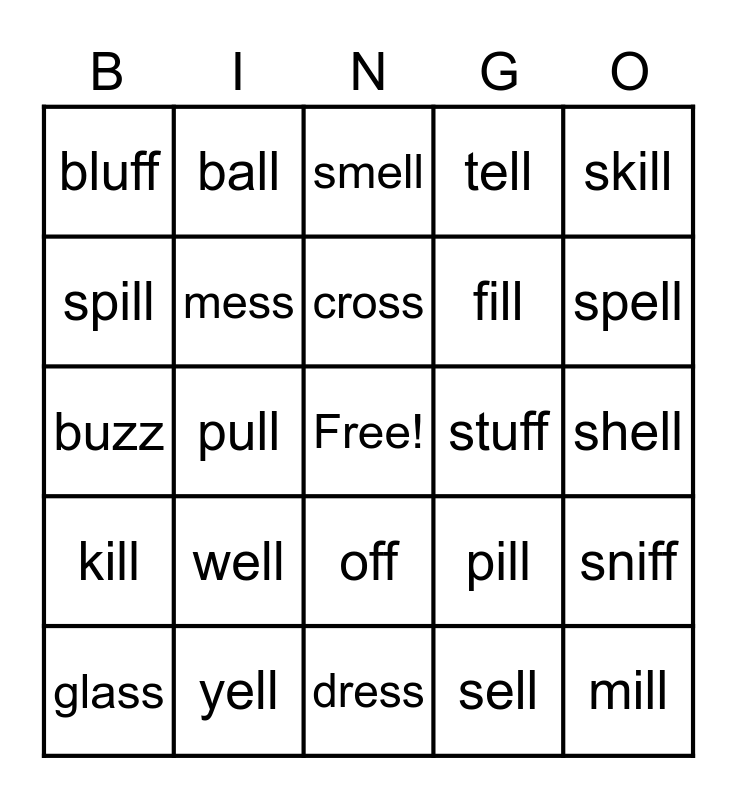 FLOSS Words BINGO Card