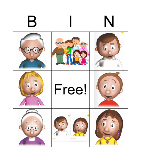 Family members Bingo Card