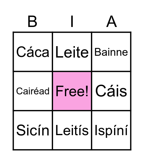 Bia Bingo Card