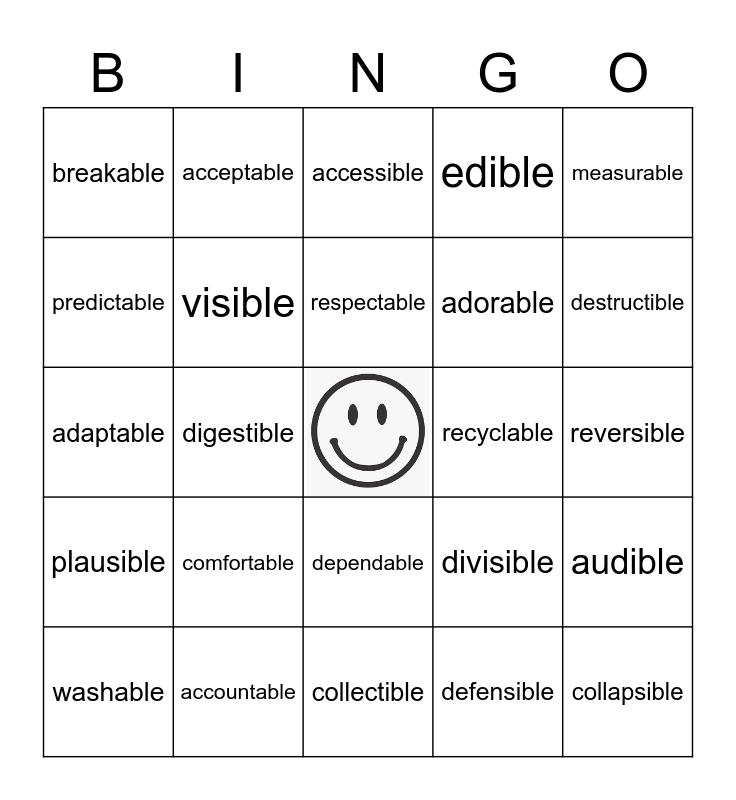 ABLE and IBLE Bingo Card