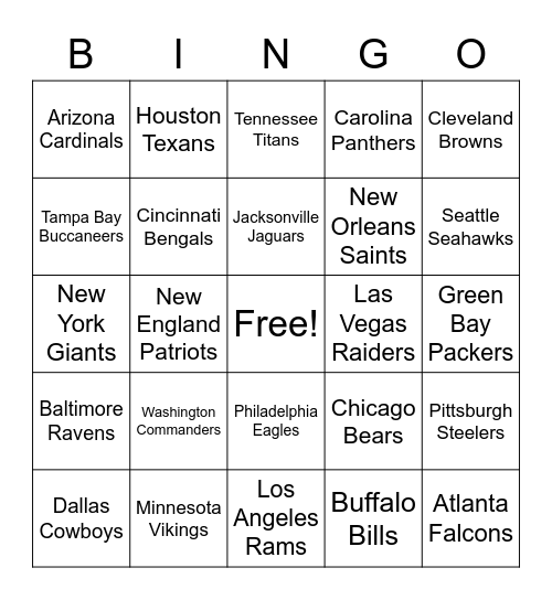 Football Bingo Card