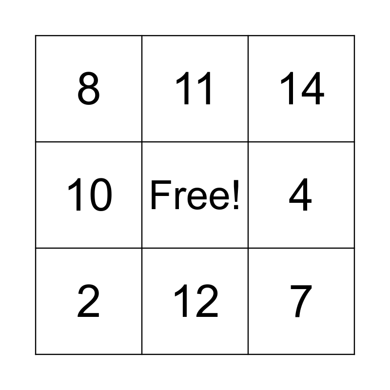 Bilingual Bingo Card