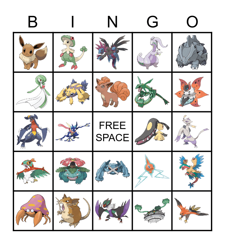 Favorite Character Bingo Card