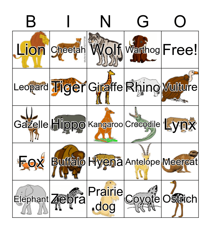 Grassland Bingo Card