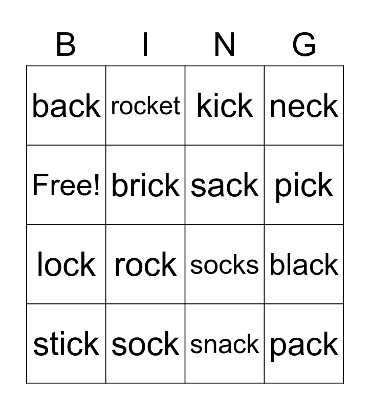 CK Bingo Card