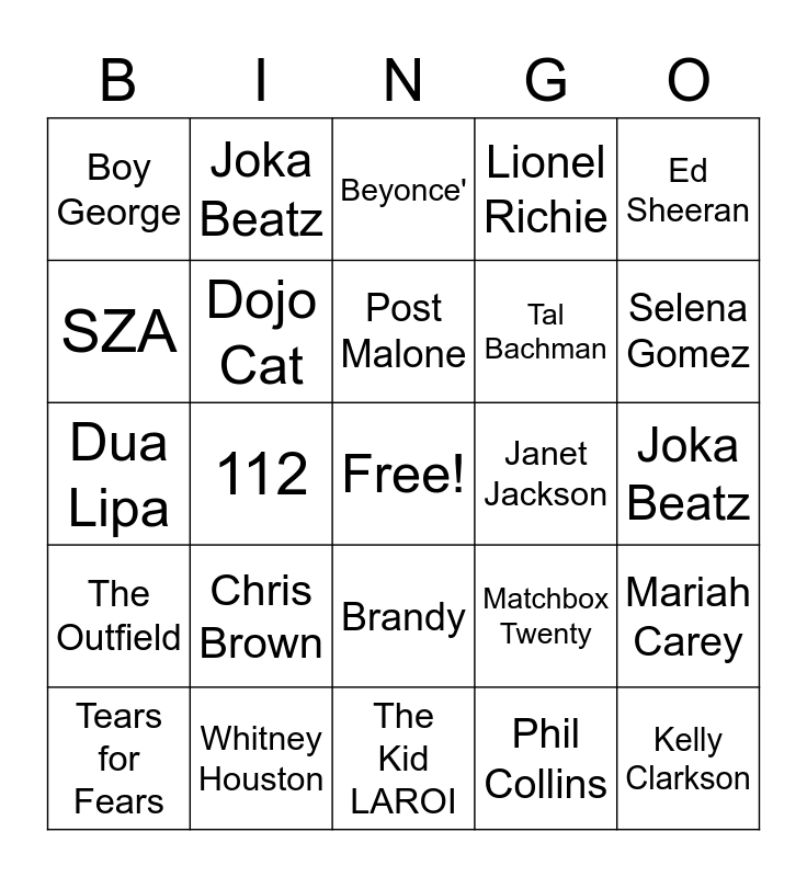 Beats & Bingo Card
