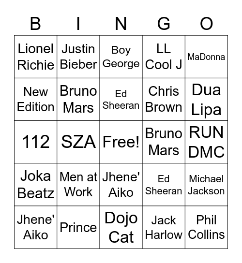 Beats -N- Bingo Card