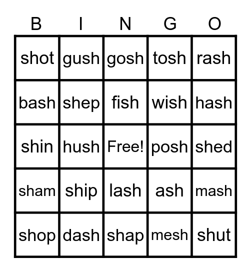 SH Bingo Card