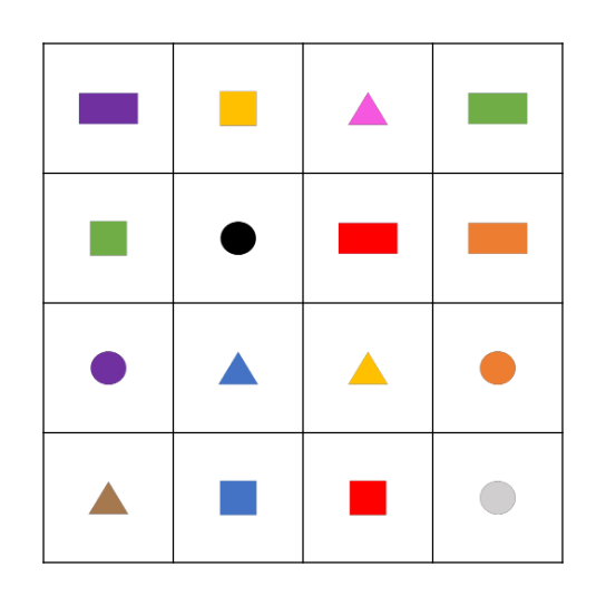 Formas y Colores Bingo Card