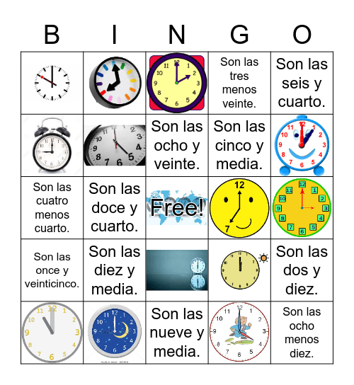 ¿Qué hora es? Bingo Card