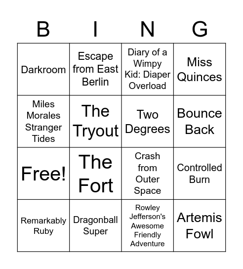 UACS Middle School Bingo Card