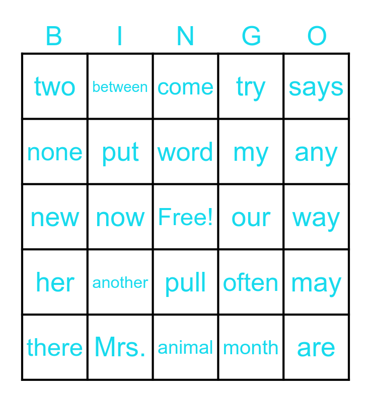 SIGHT WORDS BINGO UNITS 1-5 Bingo Card