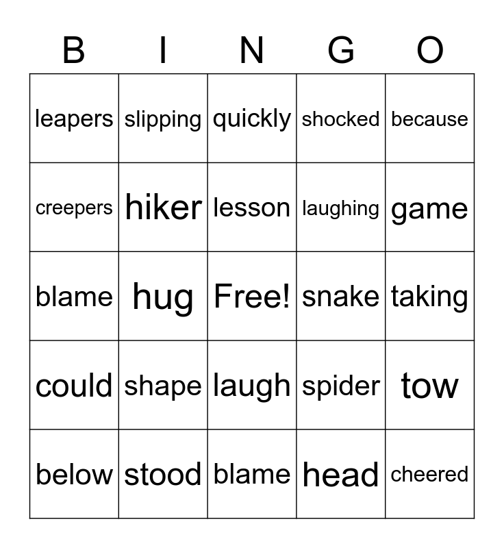 Lesson 55 Fluency Bingo Card