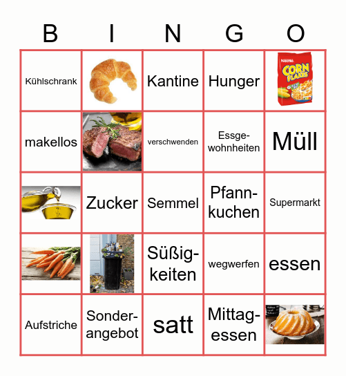 JB1.2 - Essen, Lebensmittel Bingo Card