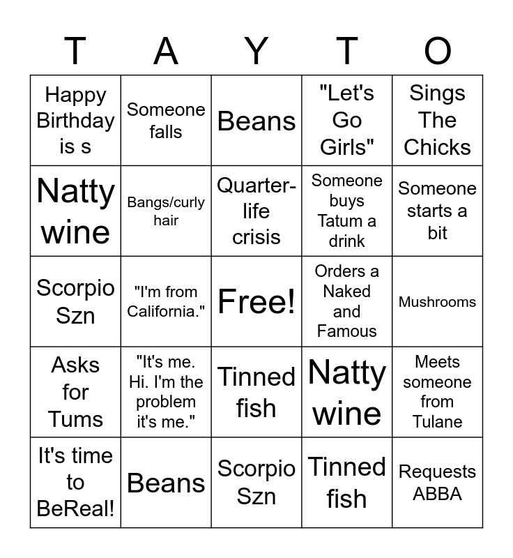 Tatum's Birthday Bingo: 25 Squares for 25 Years Bingo Card