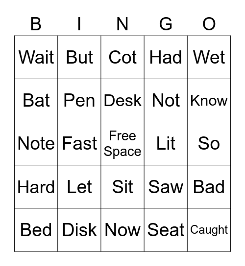 Minimal Pairs Bingo Card
