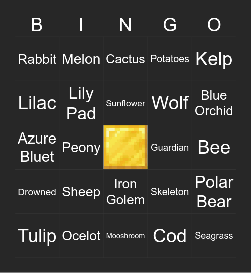 Minecraft Bingo Bingo Card
