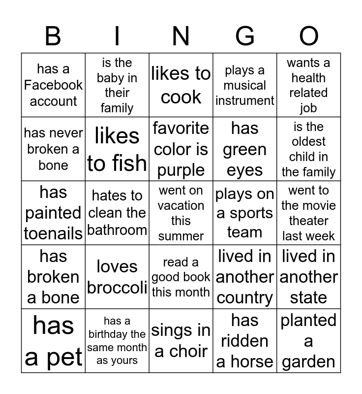 Hello! Bingo Card