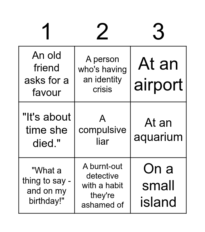 Plot Generator Bingo Card