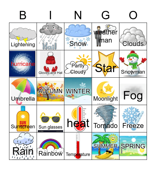 WEATHER Bingo Card