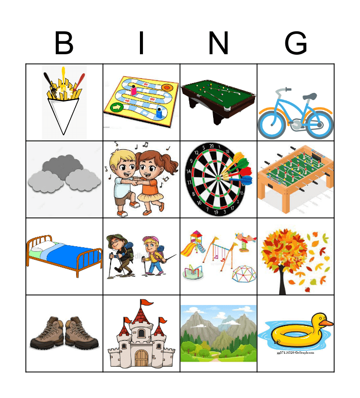 Kinderbingo sportief weekend Bingo Card