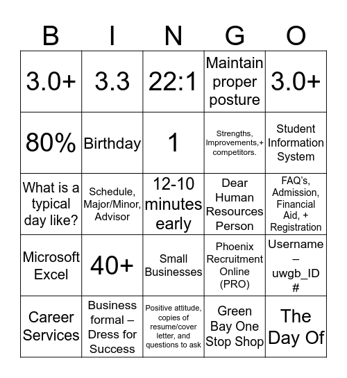 Life Tips Bingo! Bingo Card