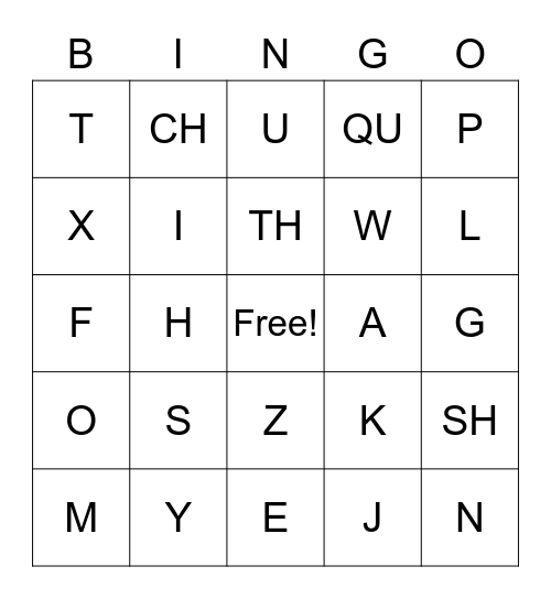 Sound Bingo (Initial) Bingo Card