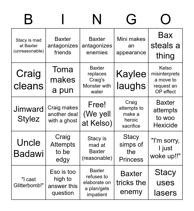 TLC IN HELL Bingo Card