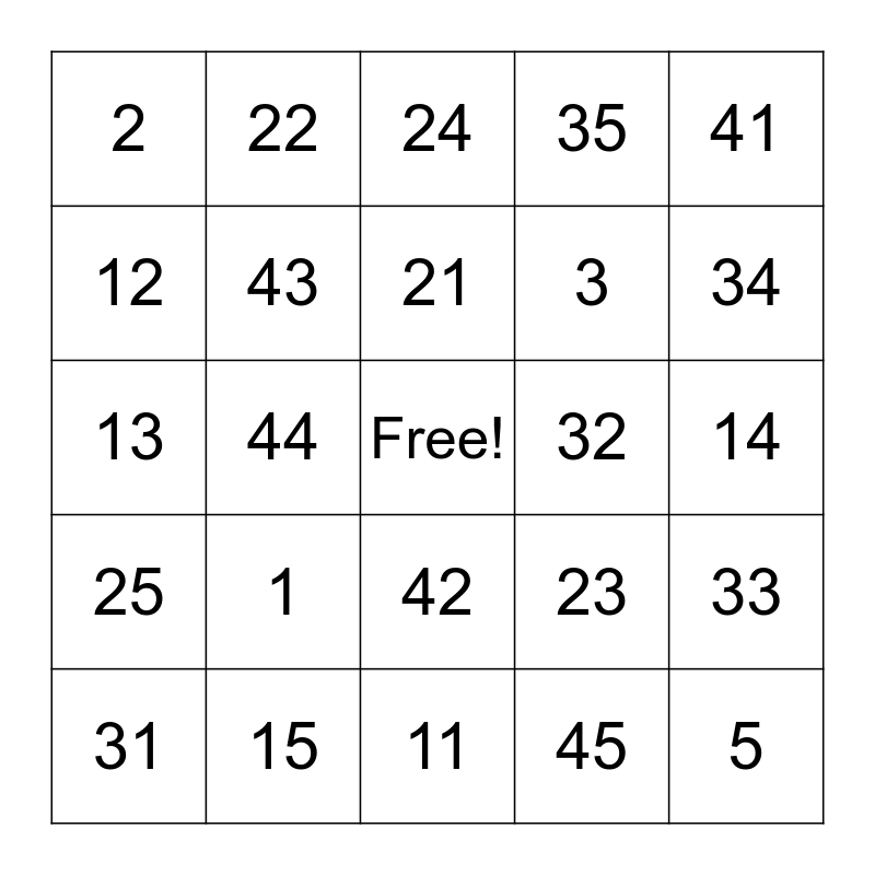 Reducing Anxiety Bingo Card