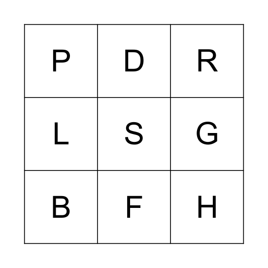 Letter Bingo Card