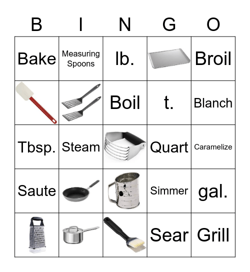 Kitchen Bingo Card