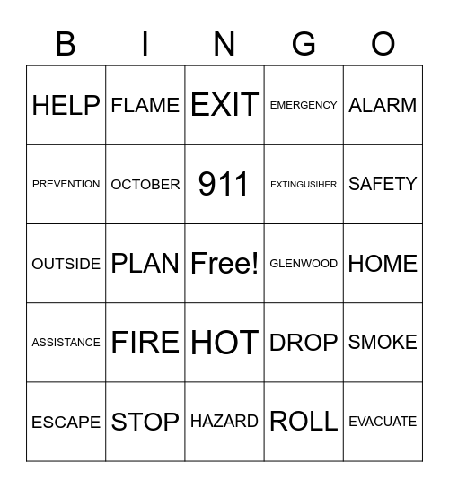 Fire Safety and Prevention Bingo Card