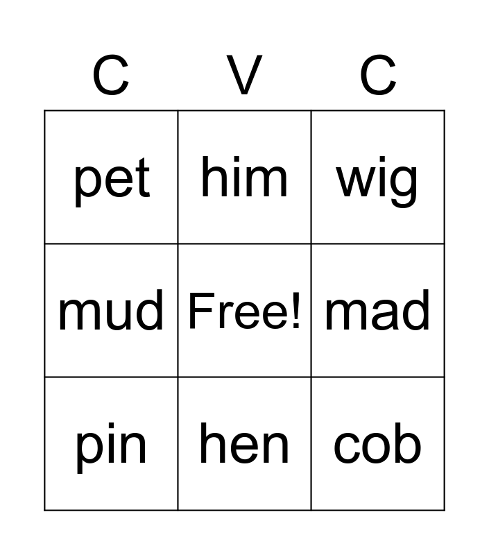 Tap and Blend Bingo Card