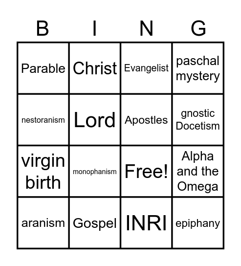Chapter 2 Bingo Card