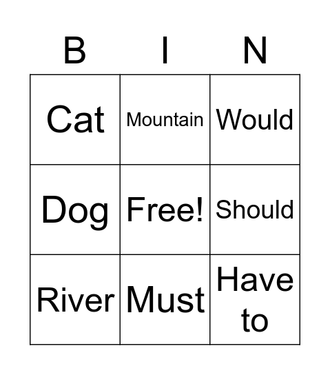 Modal Bingo Card