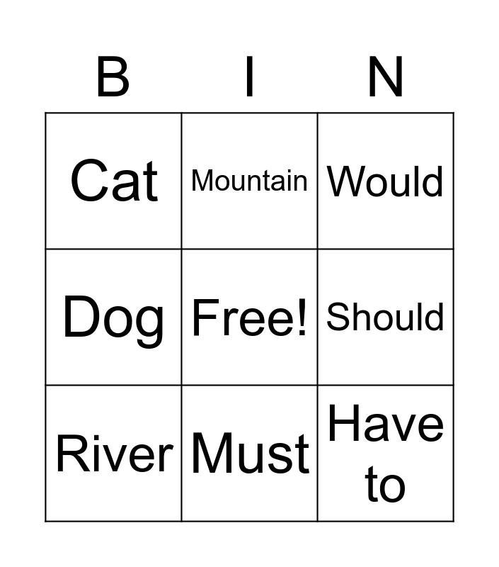 Modal Bingo Card