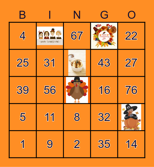 Thanksgiving Bingo Card