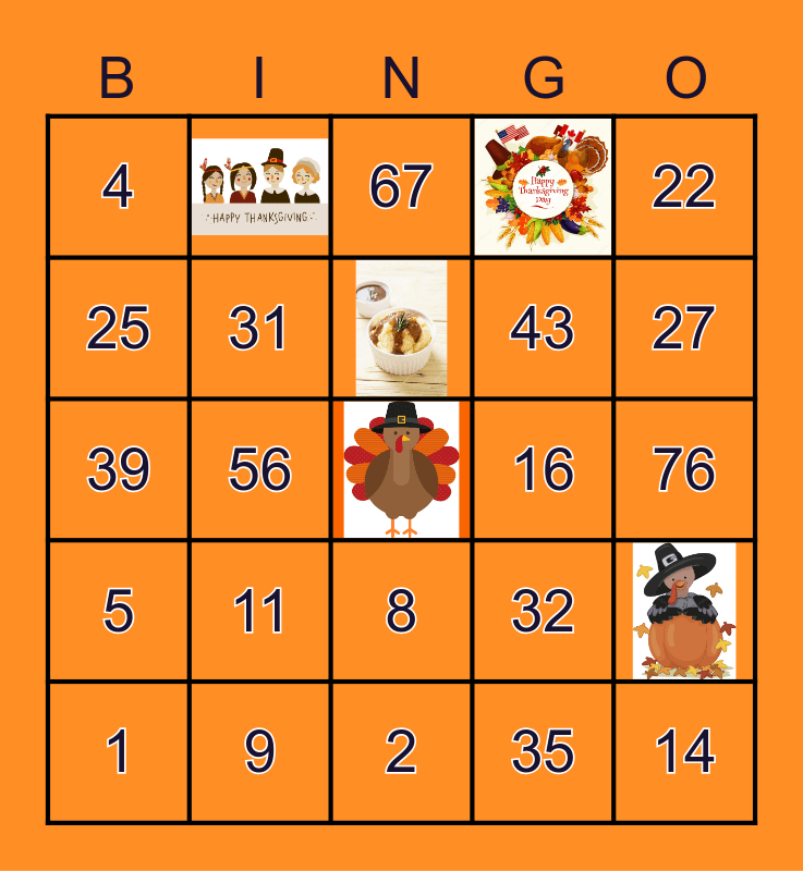 Thanksgiving Bingo Card