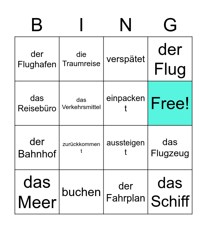 Reisen Bingo Card
