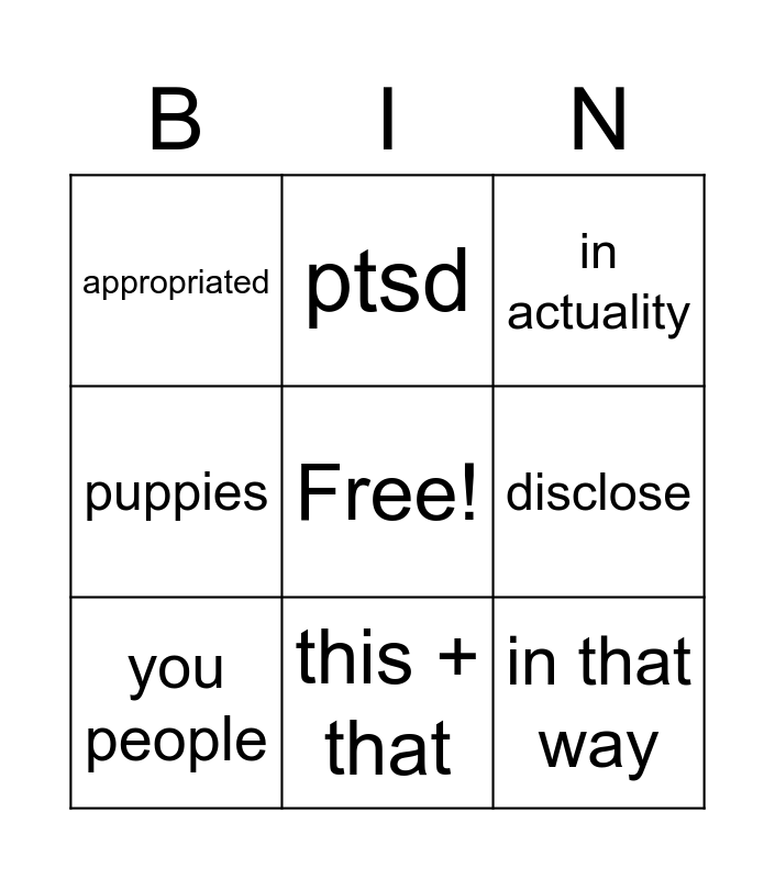 Letiddy Bingo Card