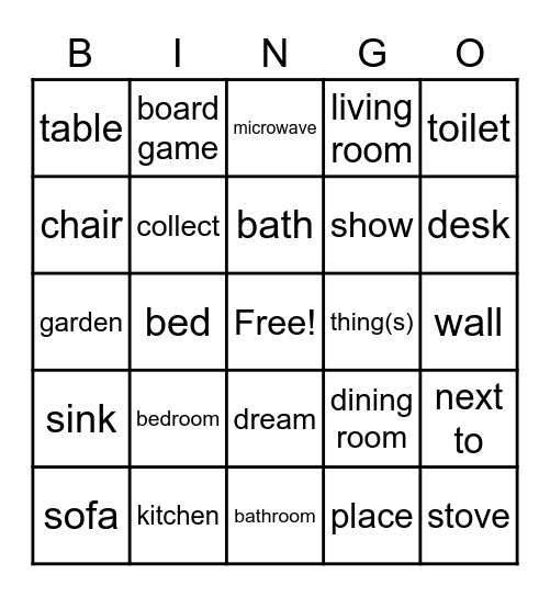 Lesson 10 Review: What a Nice House! Bingo Card