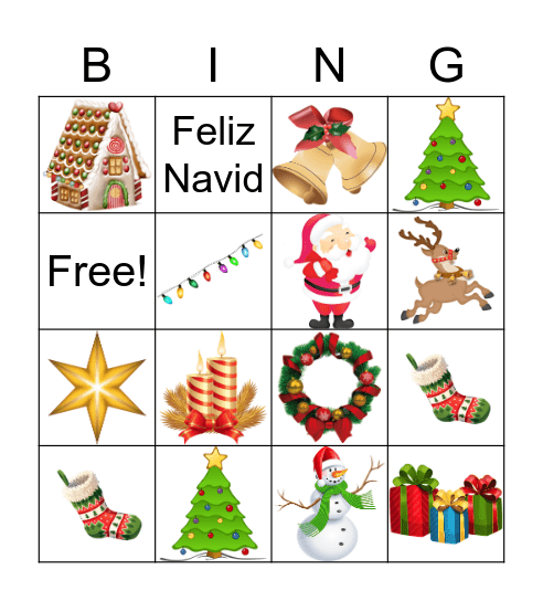 Feliz Navidad Bingo Card
